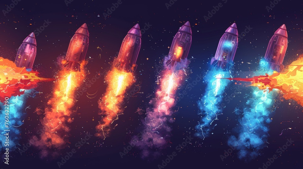 Isolated background of alien weapons attack effect with plasma beams ...