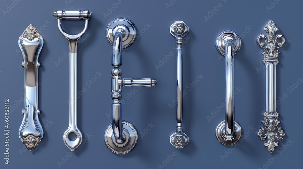 Isolated on transparent background, modern chrome lever handles in ...