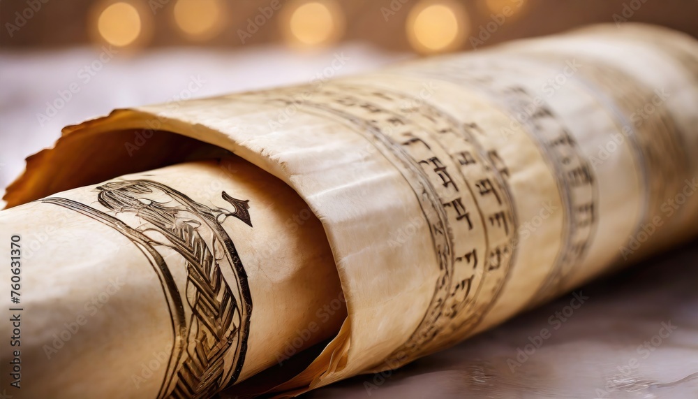 Torah scroll, Hebrew Bible on parchment, ancient papyrus scroll ...