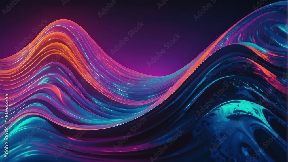 Neon Wave Illumination A striking background featuring a large neon ...