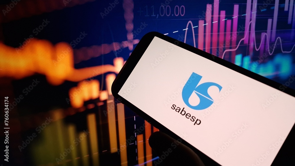 Konskie, Poland - March 16, 2024: Sabesp company logo displayed on ...