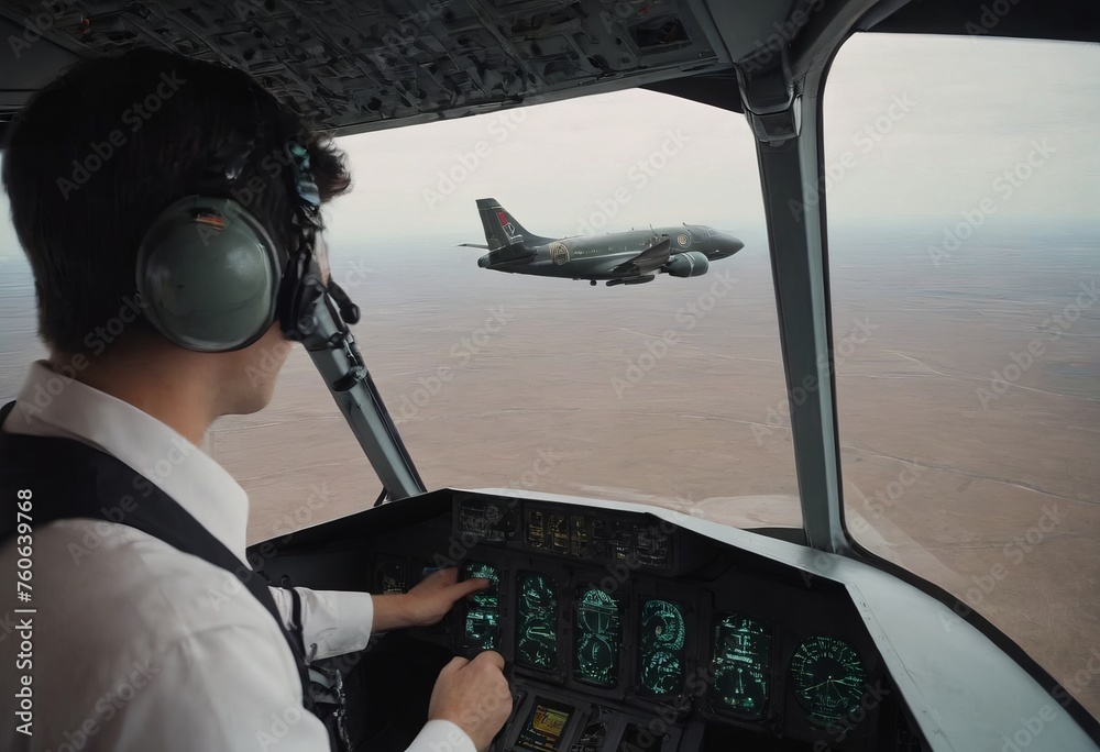 Pilots fly the plane. View from the cockpit of a modern passenger plane ...