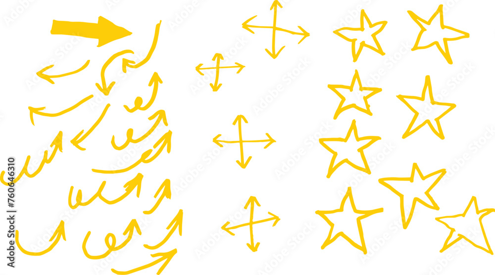 doodle effect set of arrows vector. crayon texture pencil effect. arrow ...