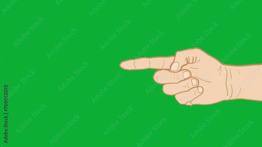 4K Hand Drawn Pointing Human Hand Animation. Showing forefinger. emoji ...