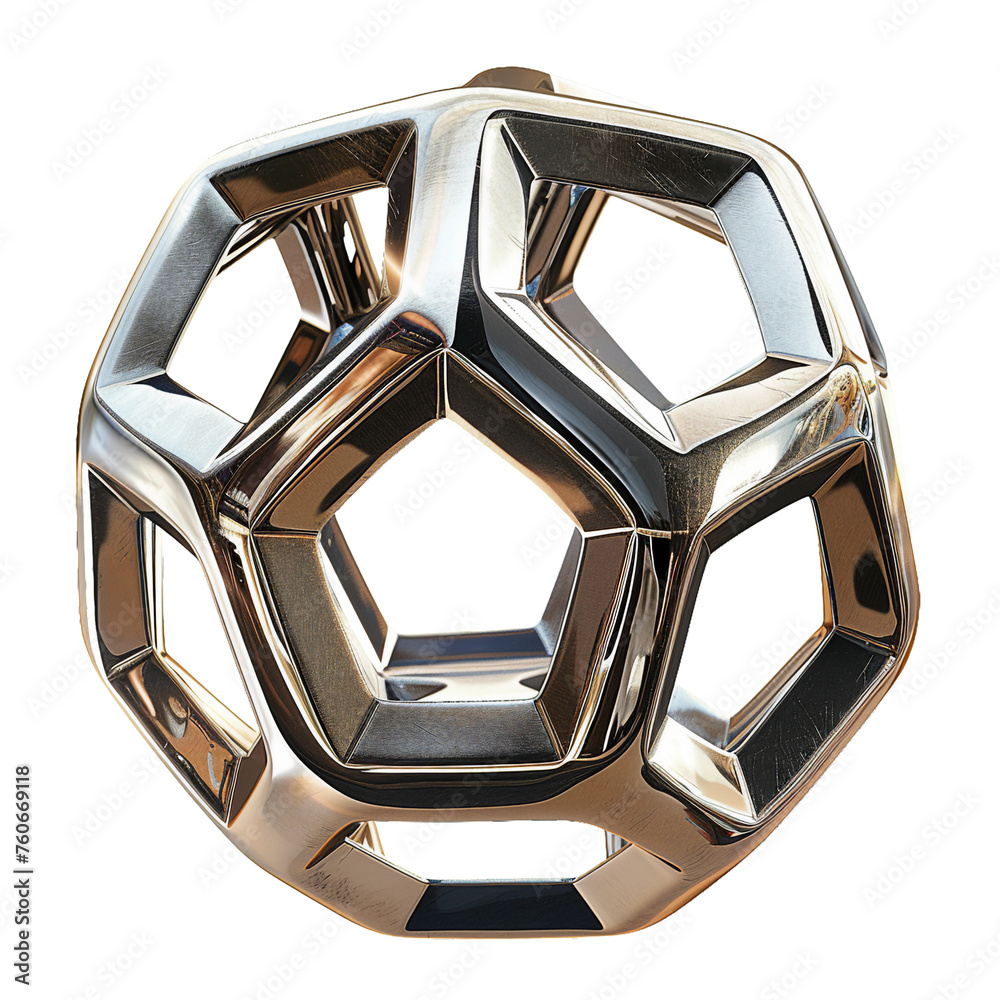 Chrome dodecahedron, transparent background, isolated image, generative ...