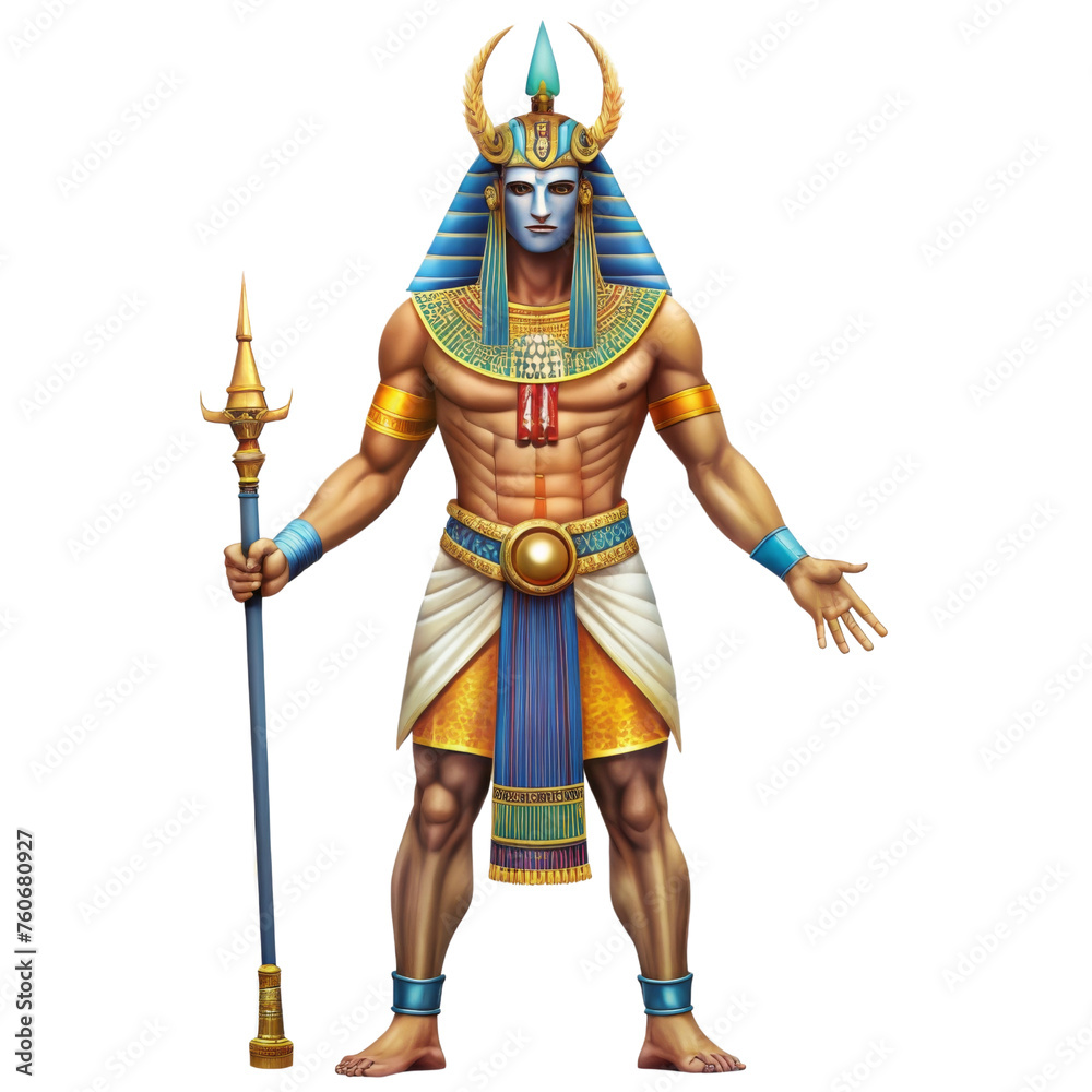 Egyptian god holding a scepter - Stylized illustration of an Egyptian ...