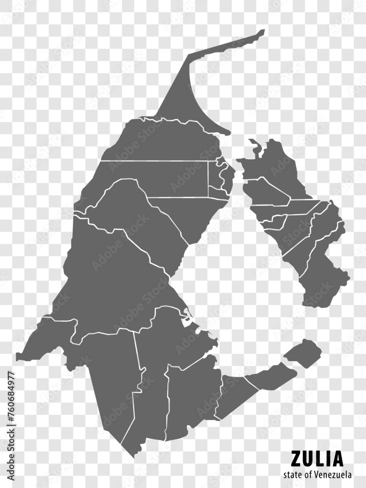 Blank map Zulia State of Venezuela. High quality map Zulia State with ...