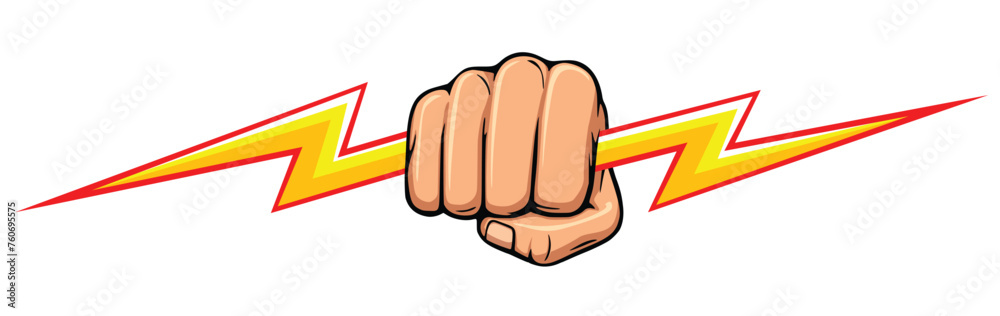 fist hand holding lightning bolt Stock Vector | Adobe Stock