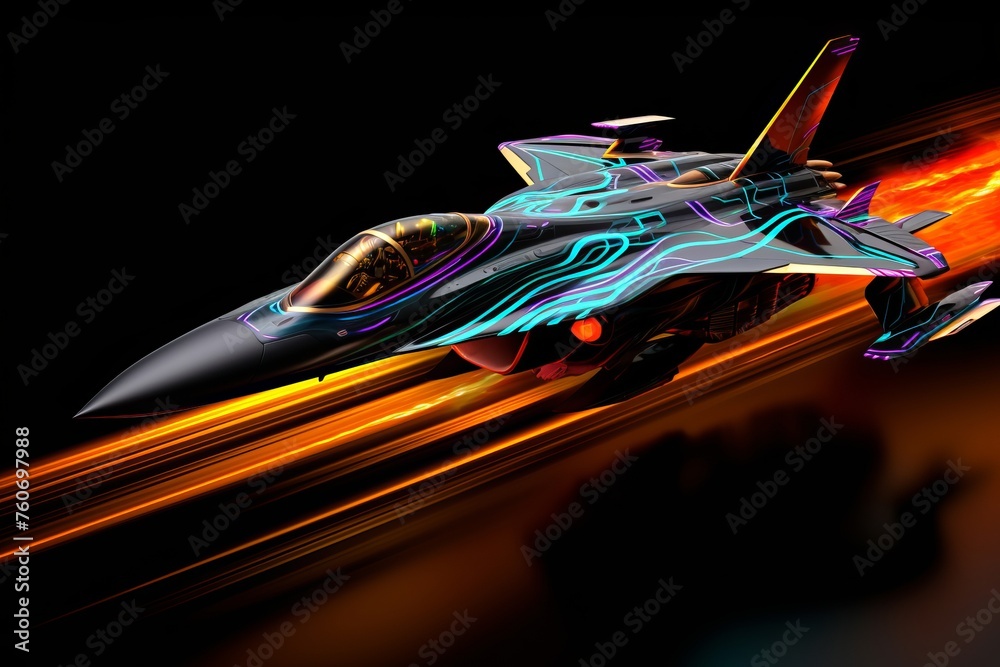 Thrilling sense of speed and agility in a digital artwork of a fighter ...