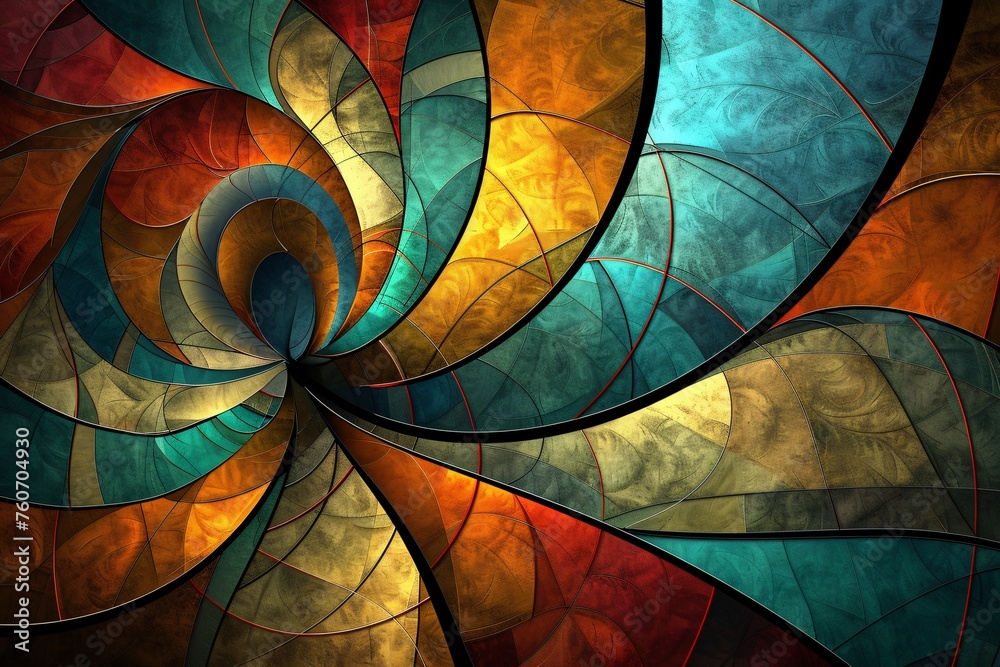 Spirals and curves coalesce in an Art Nouveau abstract pattern a dance ...
