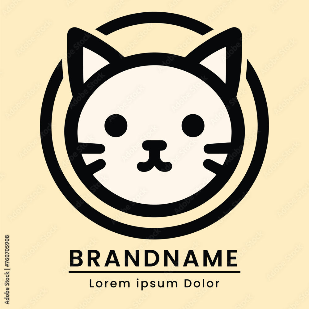 white cat logo with within a circle Japanese themes with modern and ...