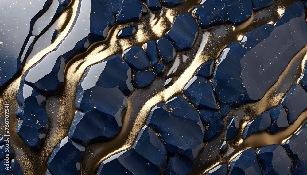 Abstract texture of dark granite stone with refraction interspersed ...