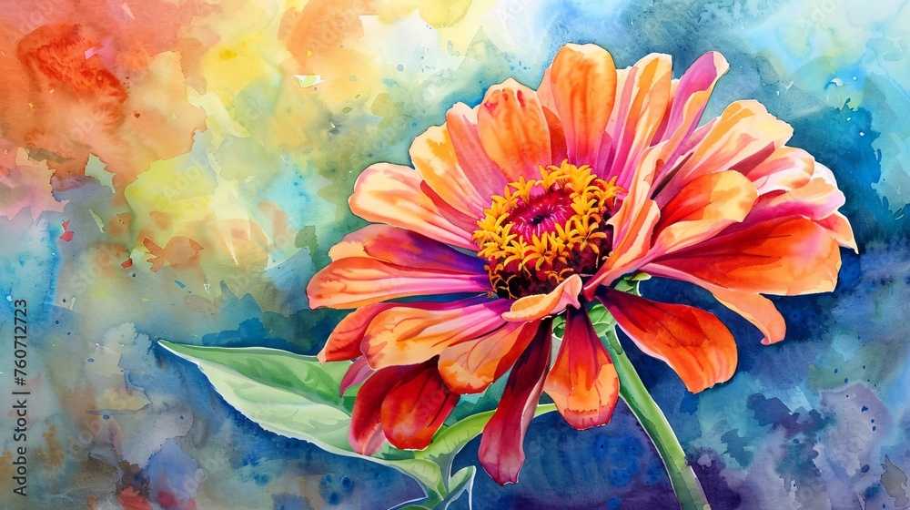 Watercolor zinnia painting a celebration of colors that brings the joy ...