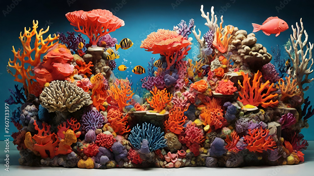 Soft coral (Dendronephthya.sp) at artificial fish reef covered with ...