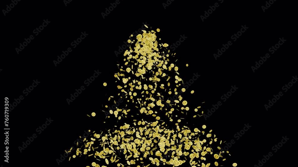 Coins drop. Coins rain animation on transparent background. Falling ...