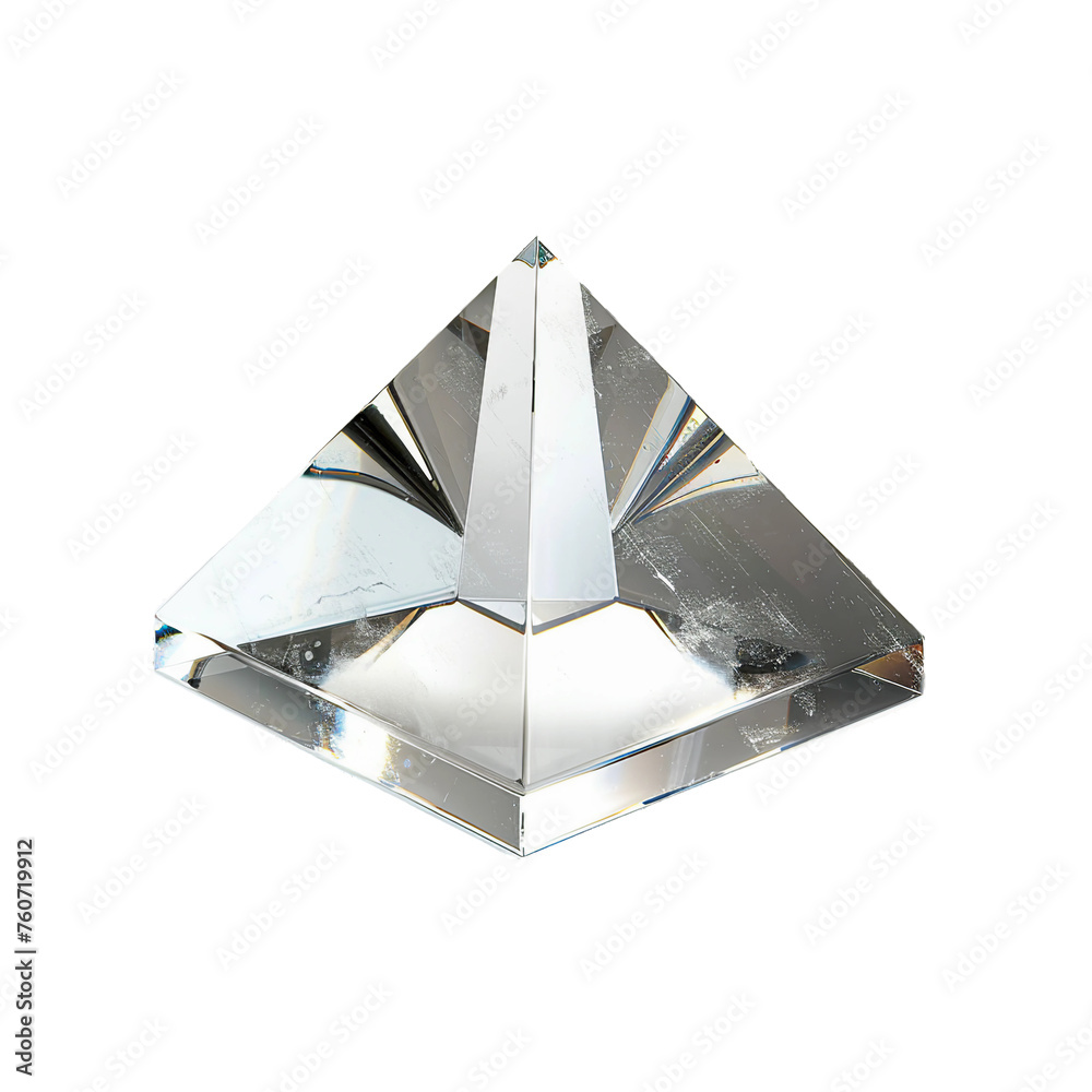 Crystal shaped like a pyramid, transparent background, isolated image ...
