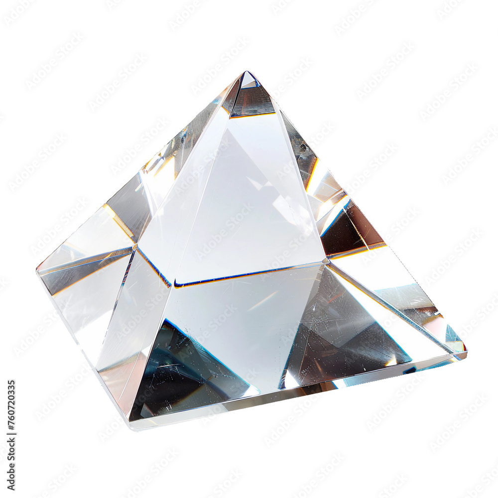 Crystal shaped like a pyramid, transparent background, isolated image ...