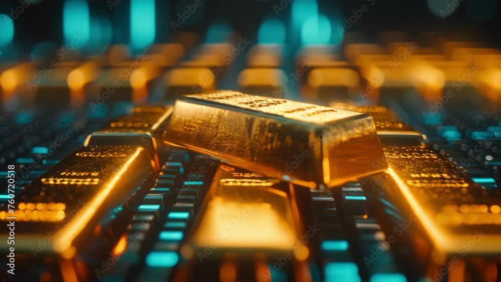 Gold Bars with up trend graph charts running in background by copy ...