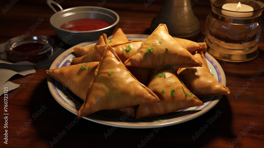 Samosas, Typical Indian and Middle Eastern Food Stock Illustration ...