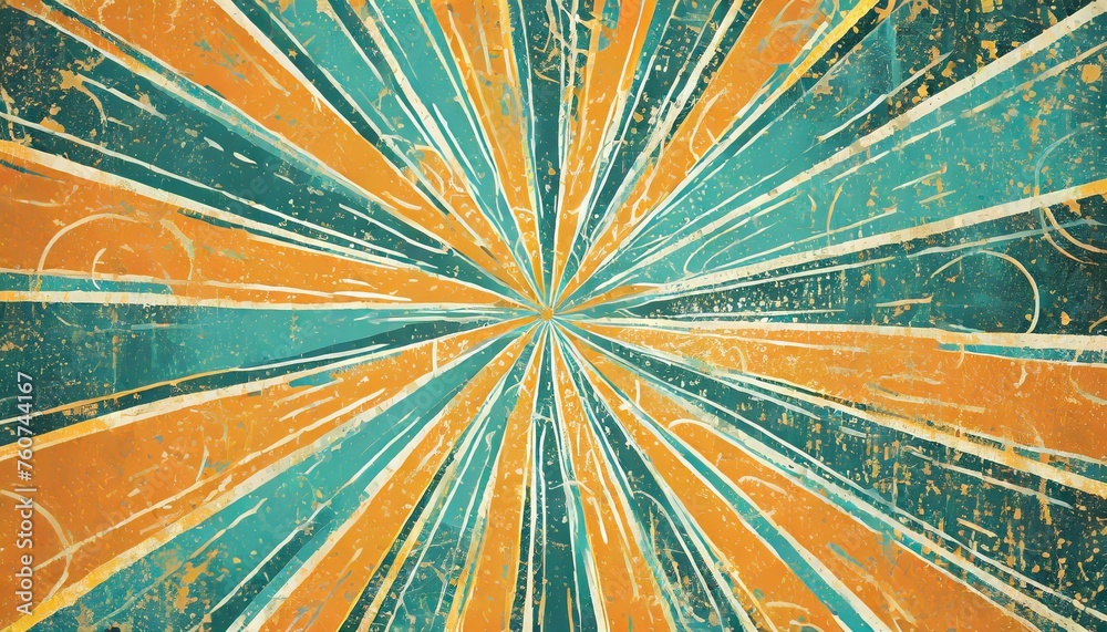 retro starburst sunburst background pattern and grunge textured vintage ...