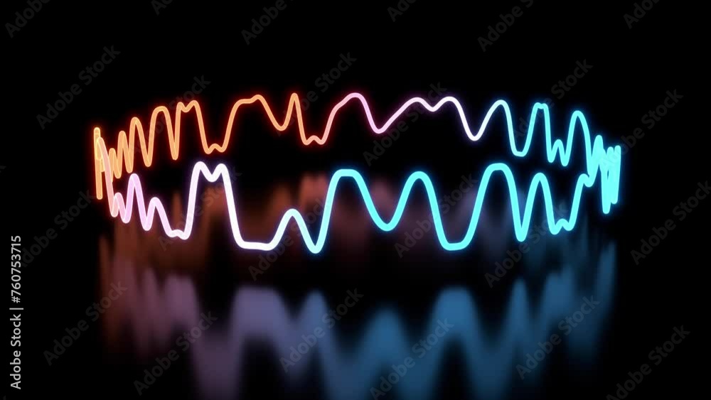 sound wave fluorescent neon rotation 3d animation loop. Can be used to ...