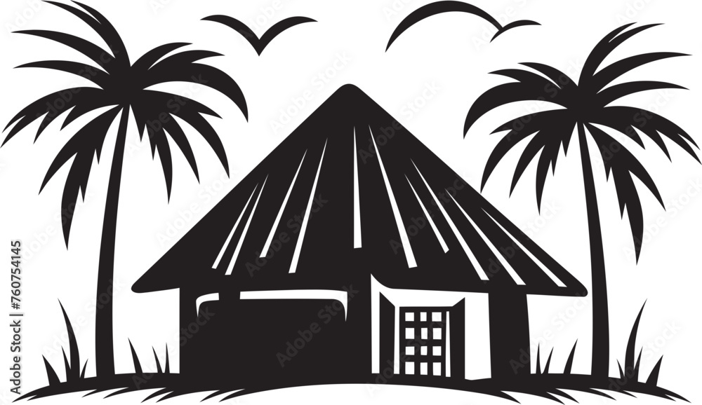 Grass Roof Refuge Emblematic African Hut Symbol Cultural Shelter Vector ...