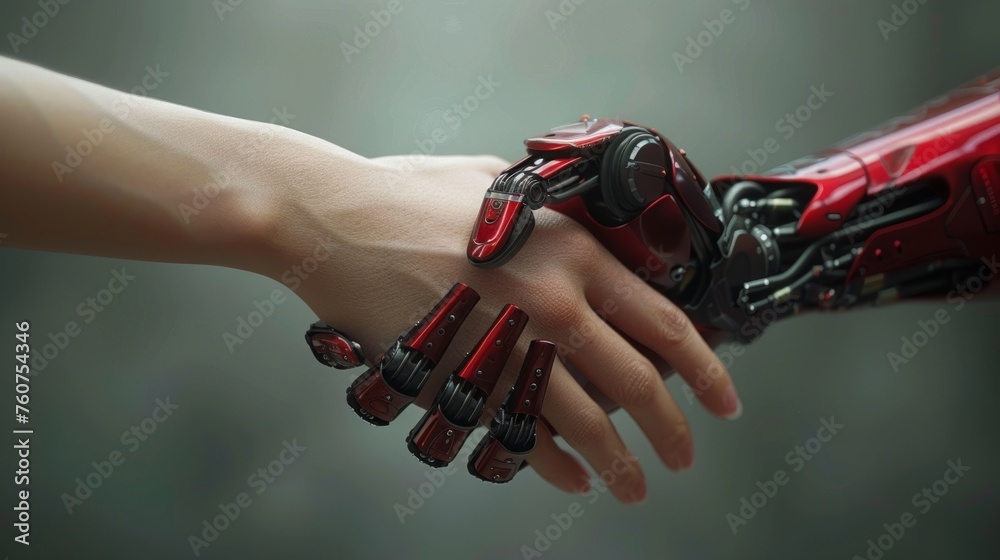 Photos of artificial intelligence machines shaking hands with people ...