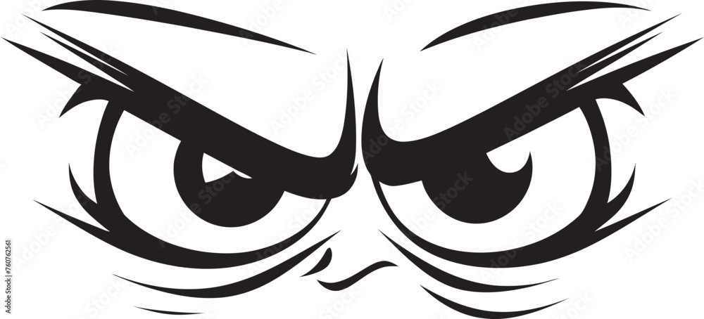Cartoon Wrath Angry Eye Mask Iconic Emblem Animated Outrage Vector ...