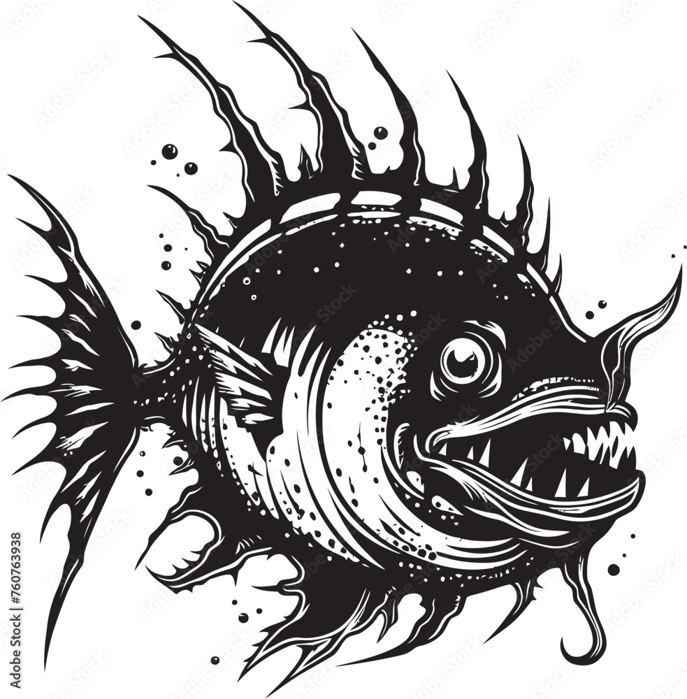 Venomous Voyage Angular Fish Icon with Nefarious Design Nefarious ...