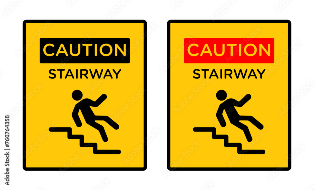 Warning for Staircase Use. Caution on Slippery Stairs. Stairway Safety ...