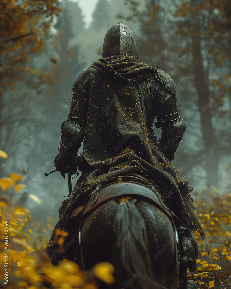 Knight, Steel Armor, Noble Protector, Riding a Motorcycle Through an ...