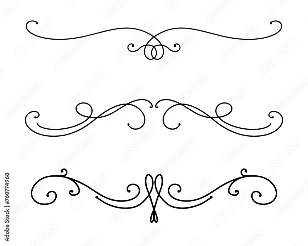 fancy design element pattern, paragraph underline divider vector set ...