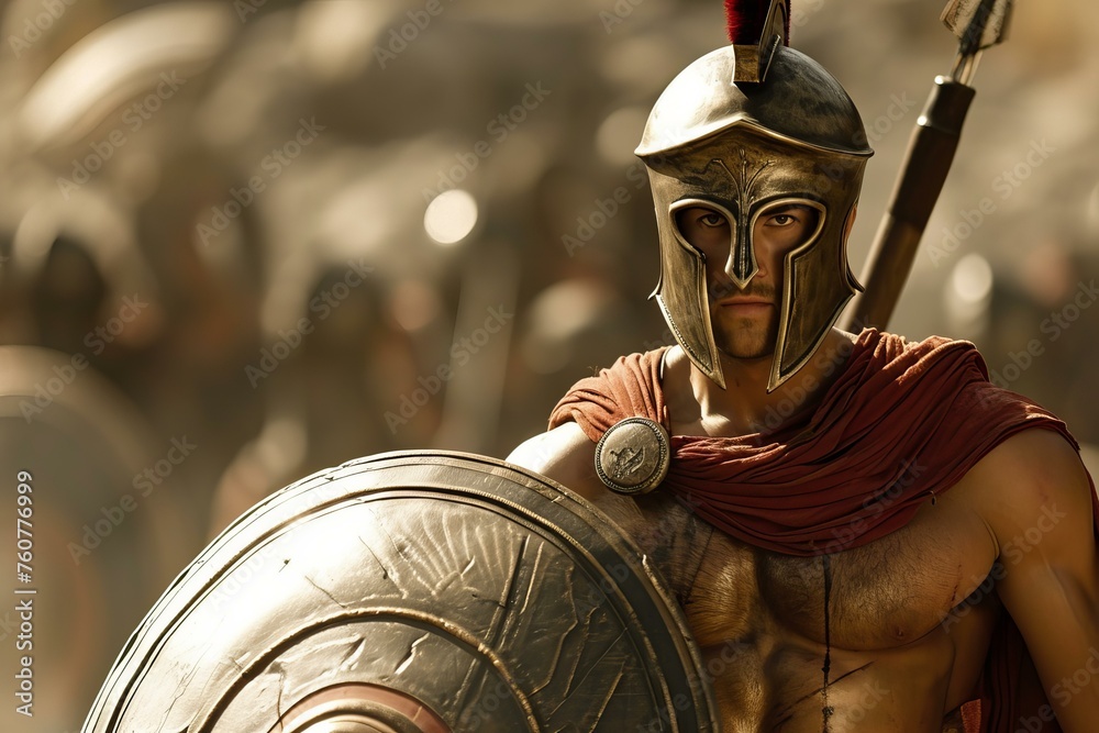 Valiant Ancient greek warrior war. Sword and helmet. Generate Ai Stock ...