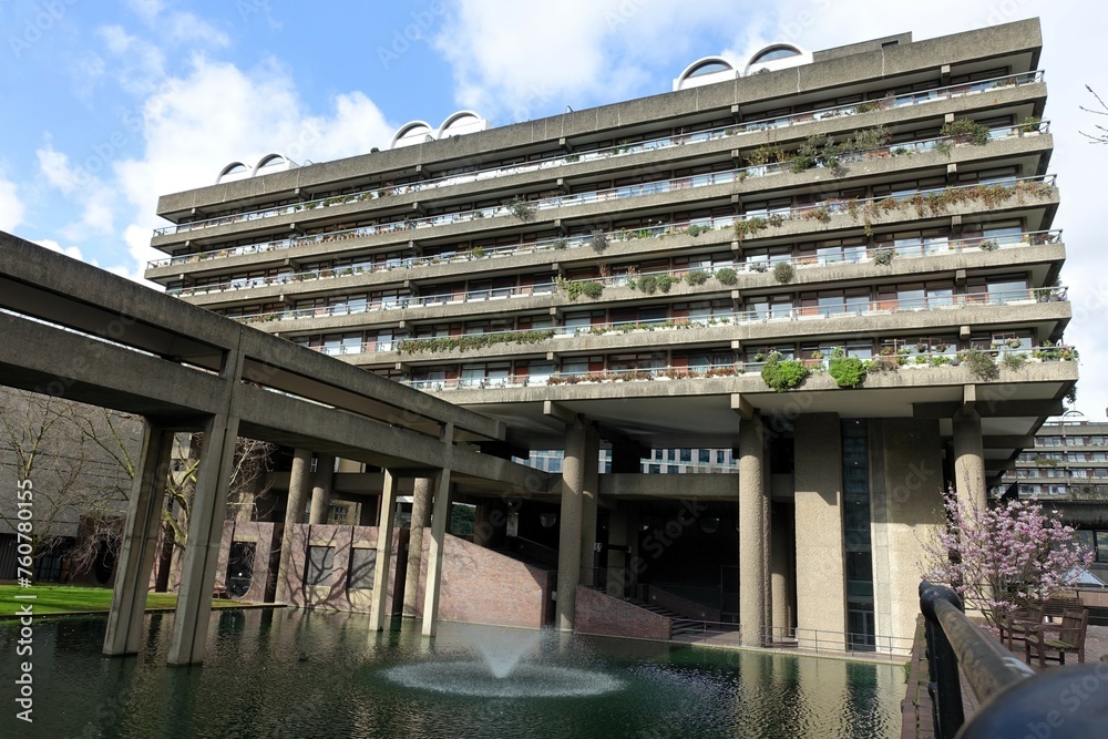 The Barbican Estate in the City of London. The brutalist architecture ...