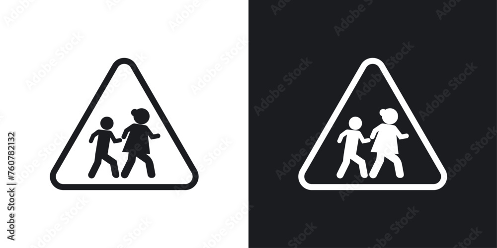 School Zone Safety Sign. Children Crossing Warning. Educational Area ...