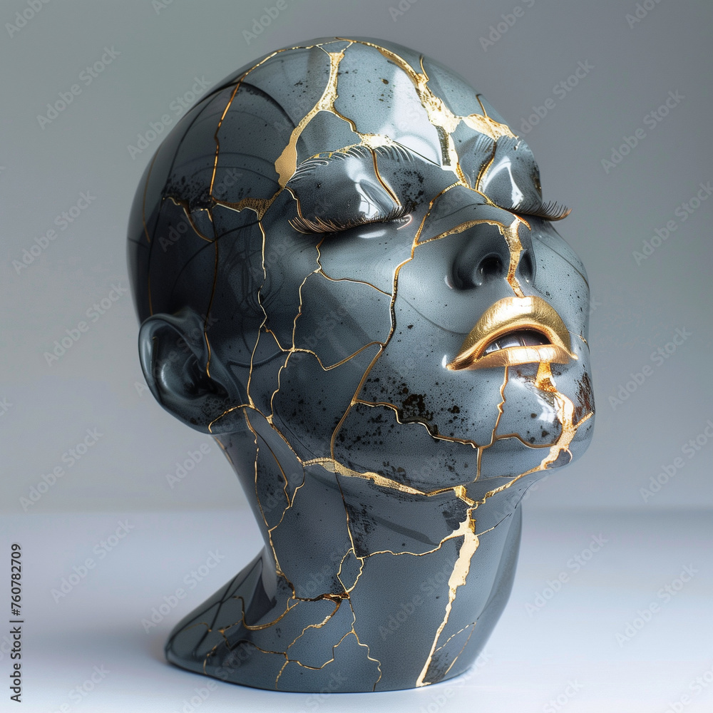 Foto de Statue of a person. Antique sculpture head restored with ...