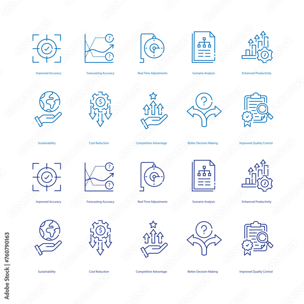 Vetor de AI Benefits in Production Planning Vector Icons Enhancing ...