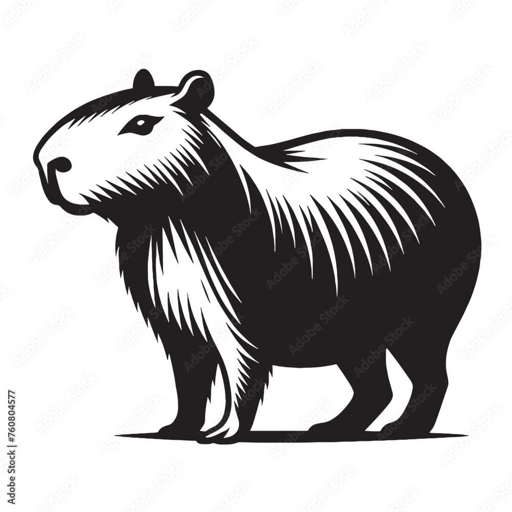 Capybara Silhouette, Capybara Silhouette in standing pose, Capybara ...