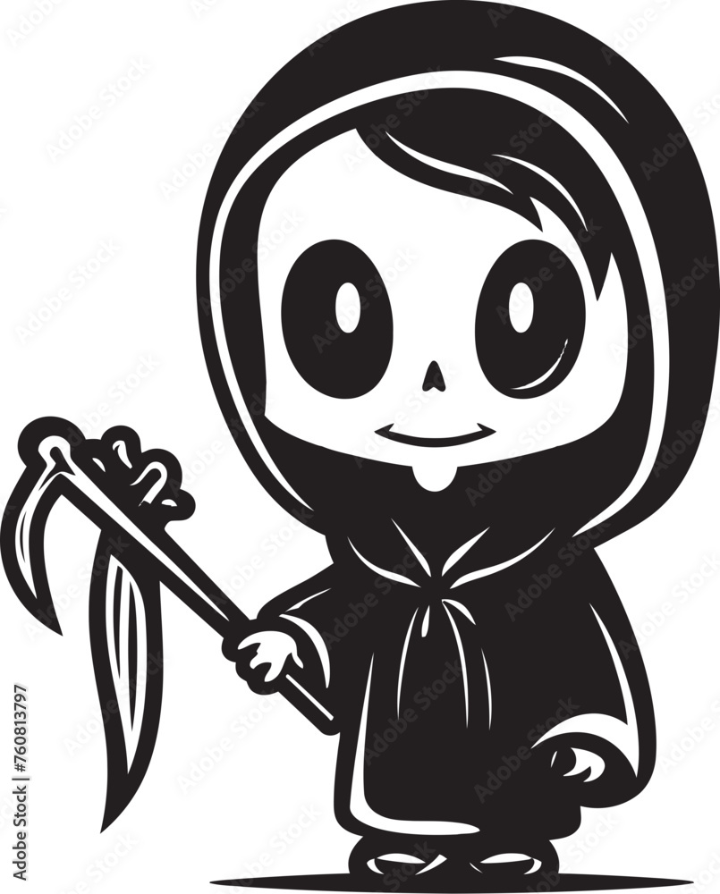 Grim Guide Adorable Little Reaper Symbol Cherubic Charon Cartoon Grim ...