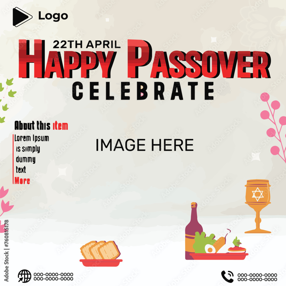 Flyer concept for passover with social media banner or instagram post ...