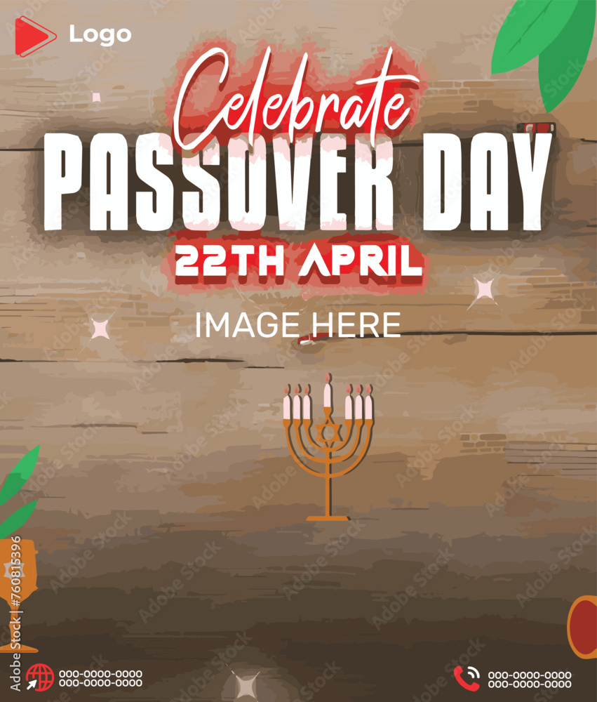 Vetor de Flyer concept for passover with social media banner or ...