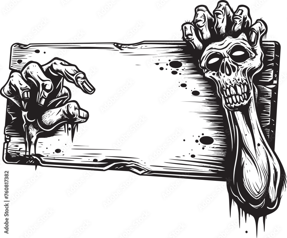 Dreadful Directive Vector Logo with Zombie Hand Holding Signboard ...
