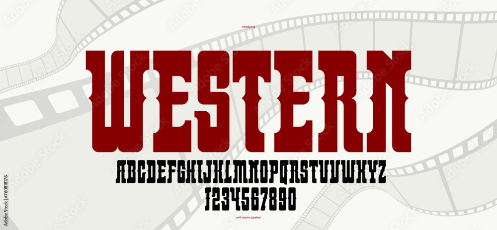 Massive serif font in American style, wild west saloon and western ...