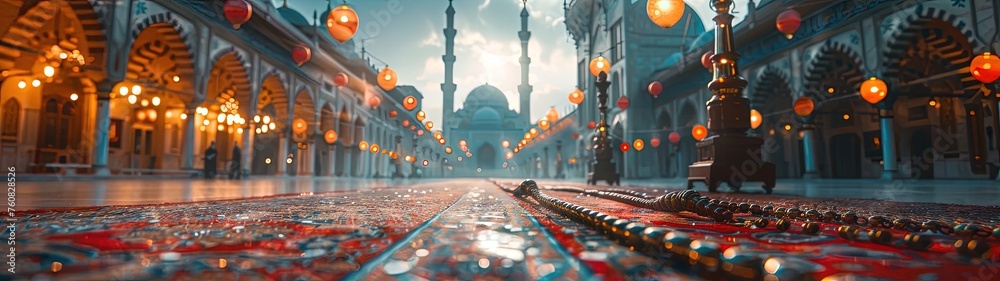 Ramadan background. Tasbih (rosary) for dhikr in the holy month of ...