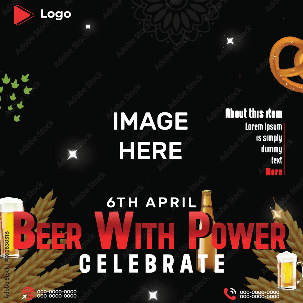 International beer day celebration with instagram and facebook post ...