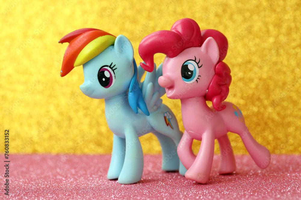 TERNOPIL, UKRAINE - JULY 7, 2023 Old toy with character from My Little ...