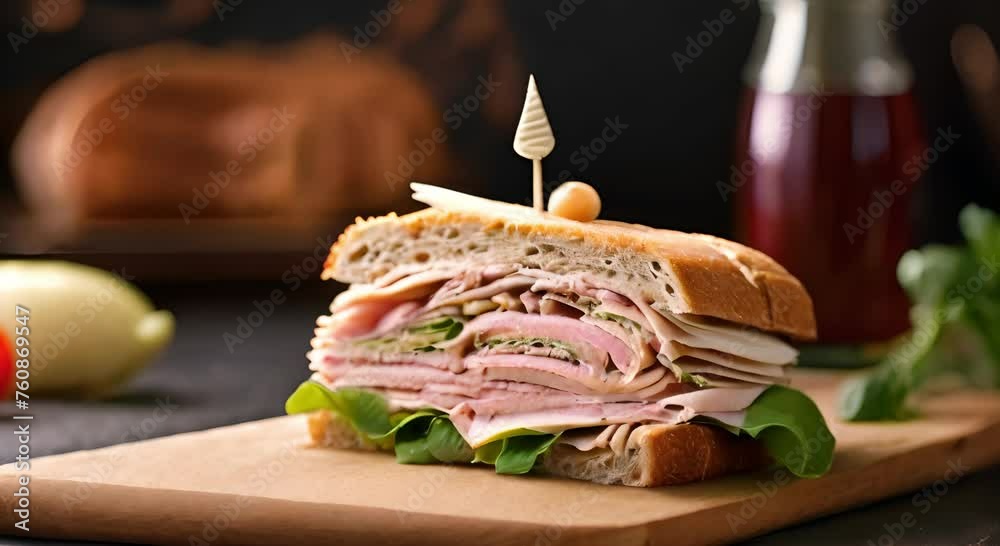 Cold Cut Turkey Sandwich on Whole Wheat with Creamy Swiss Cheese ...