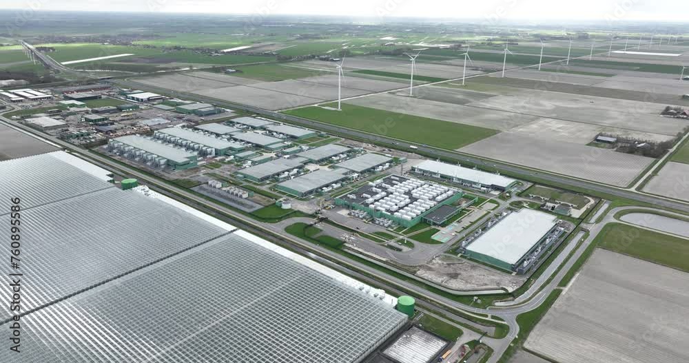 Vidéo Stock Large scale datacenter aerial drone view at Agriport ...