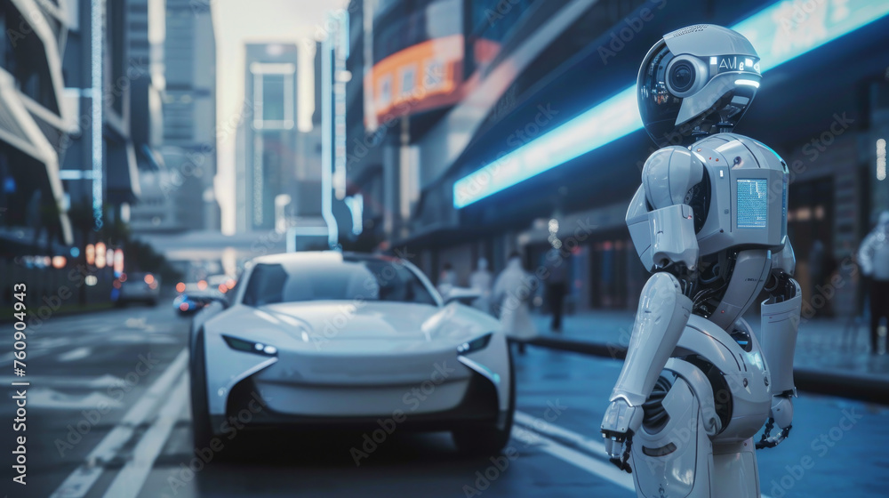 AI in Action: An image of a robot or autonomous vehicle performing a task with precision and ...