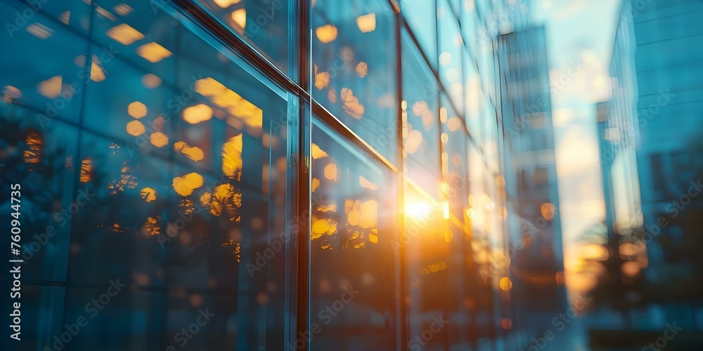 Abstract office windows background in business center with defocused ...